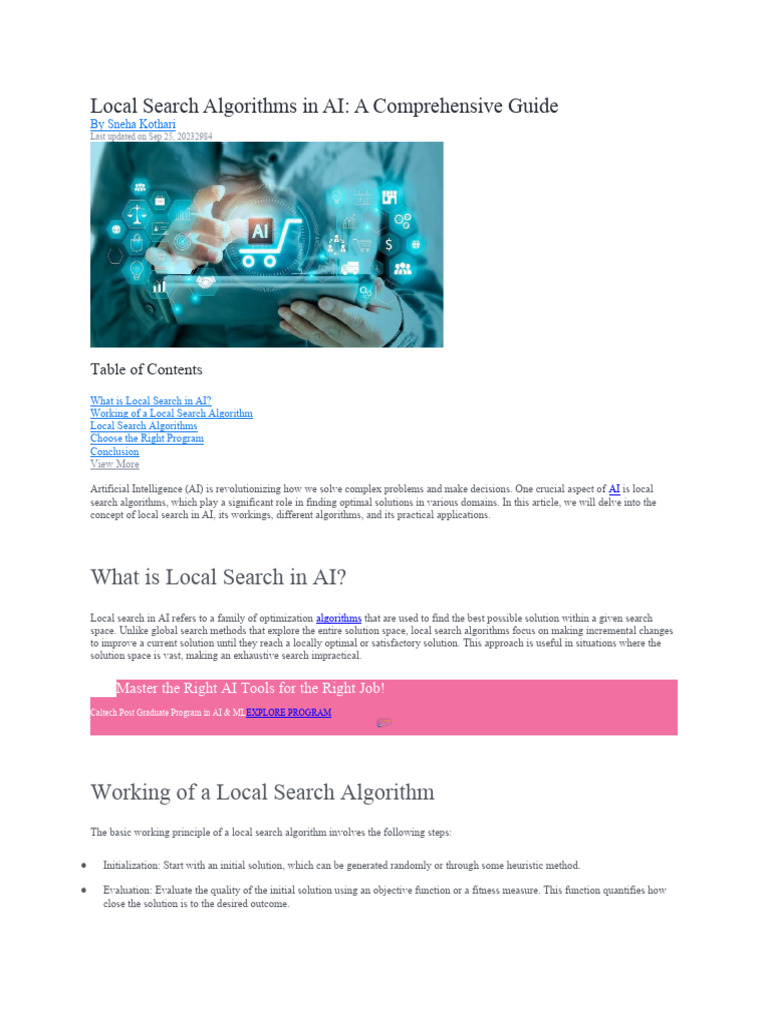 Local Search Algorithms In Ai Pdf Mathematical Optimization Artificial Intelligence