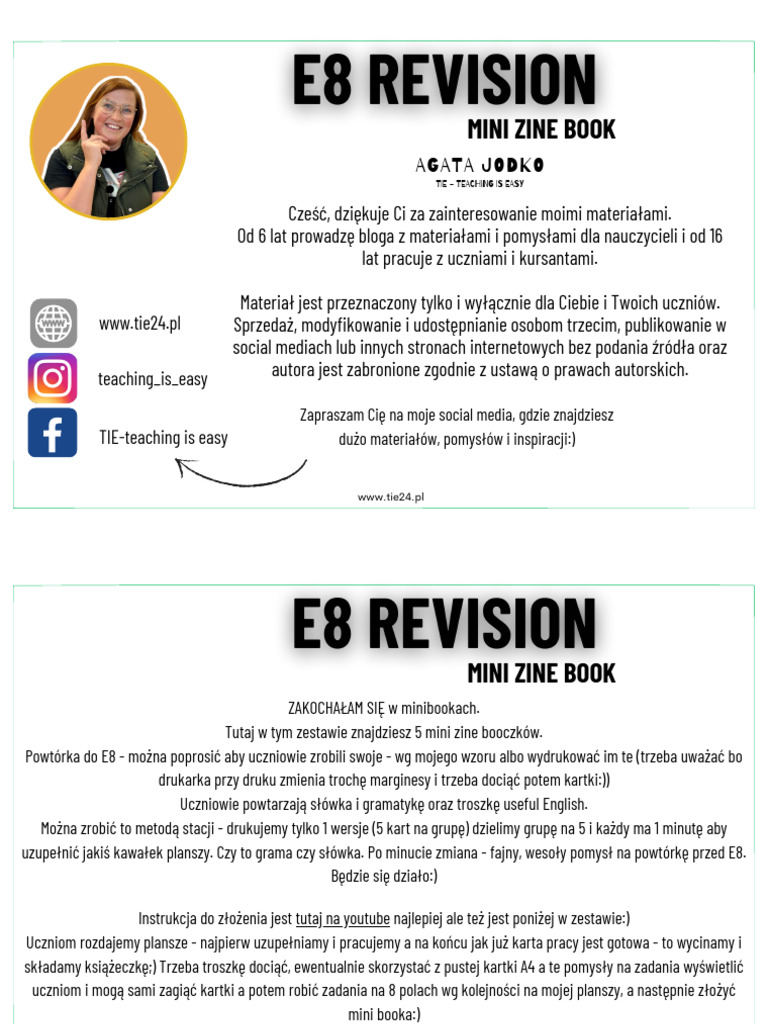 E8 Revision Mini Zine Book | PDF