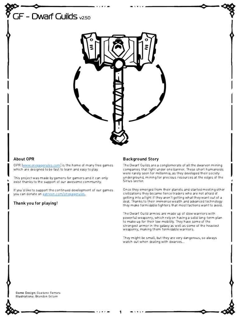GF - Dwarf Guilds v2.50 | PDF | Dwarf (Dungeons & Dragons) | Machine Gun