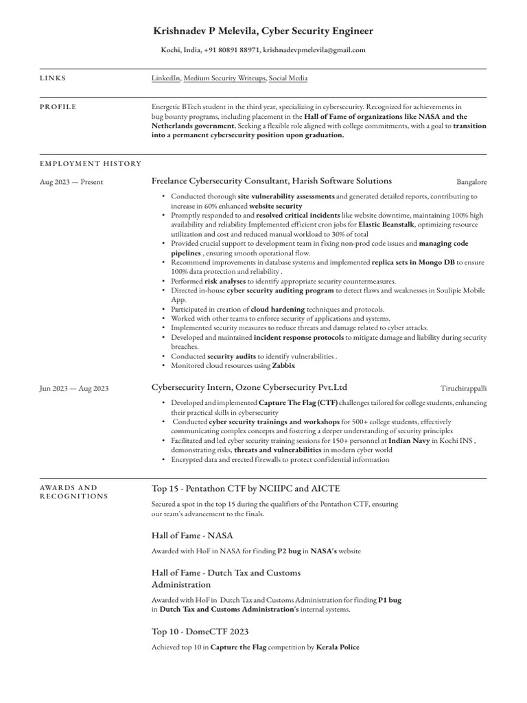 Krishnadev P Melevila | PDF | Security | Computer Security