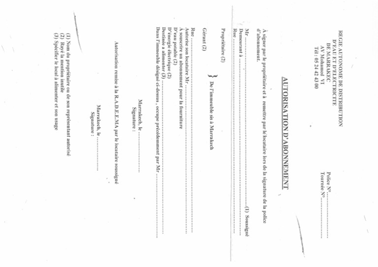 Formulaire RADEEMA | PDF