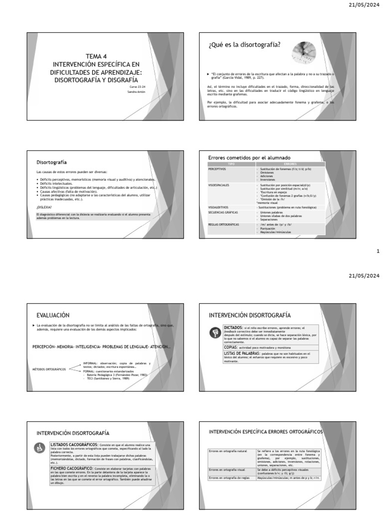 Tema 4 Impr | PDF | Dislexia | Ortografía