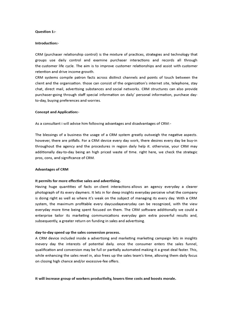 CRM Assignment | PDF | Customer Relationship Management | Sales