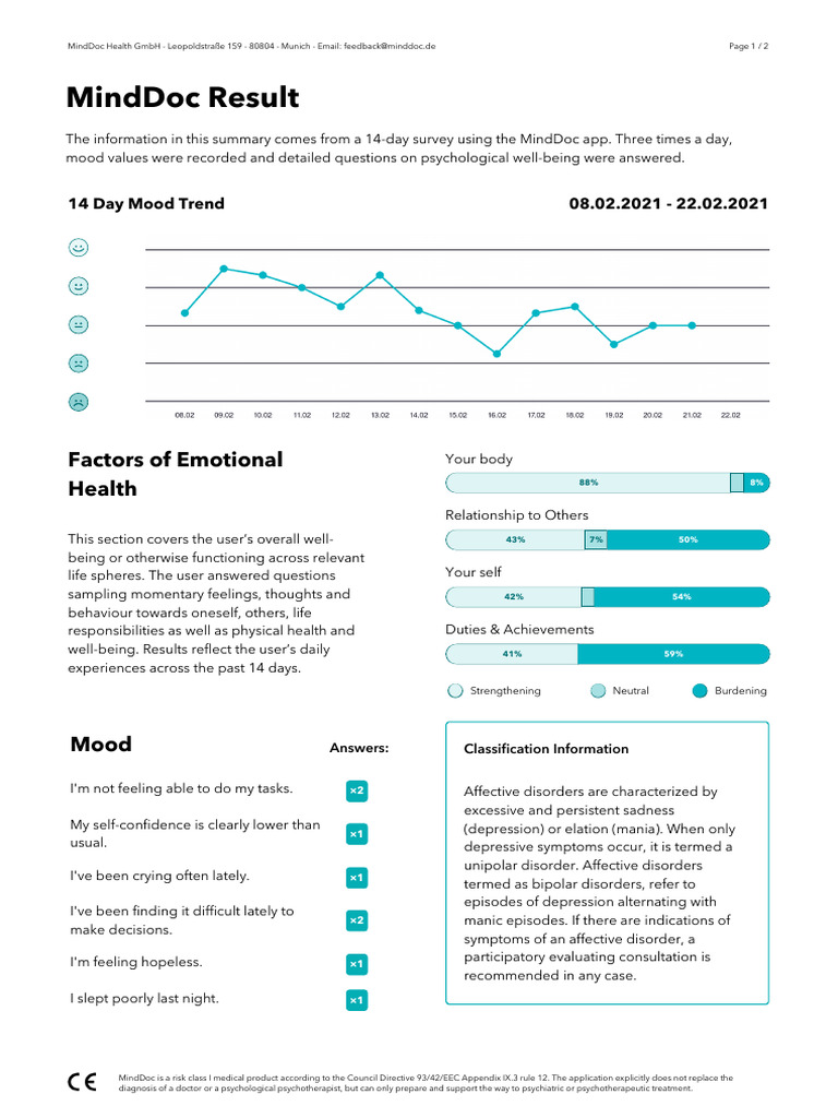 Moodpath Depression Screening 2021-02-21 | PDF | Mood Disorders | Major ...