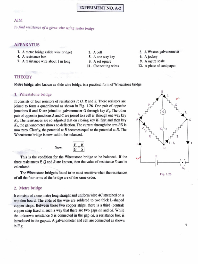 A2-To Find Resitance of Given Wire Using Meter Bridge | PDF ...