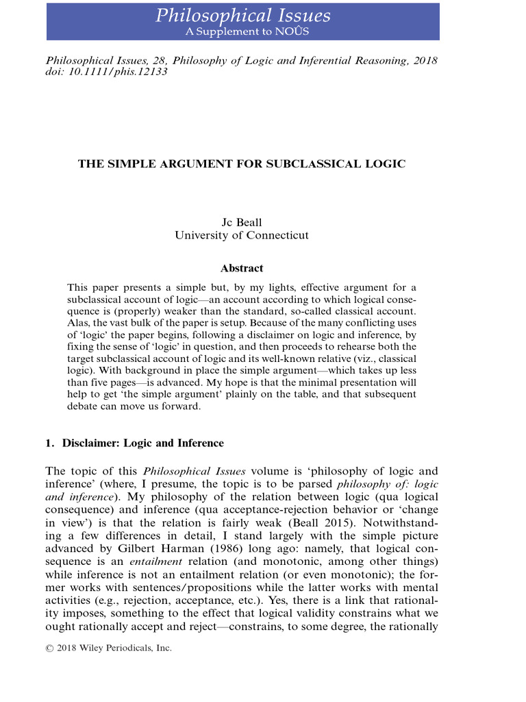 Simple Argument for Subclassical Logic | PDF | Interpretation (Logic ...