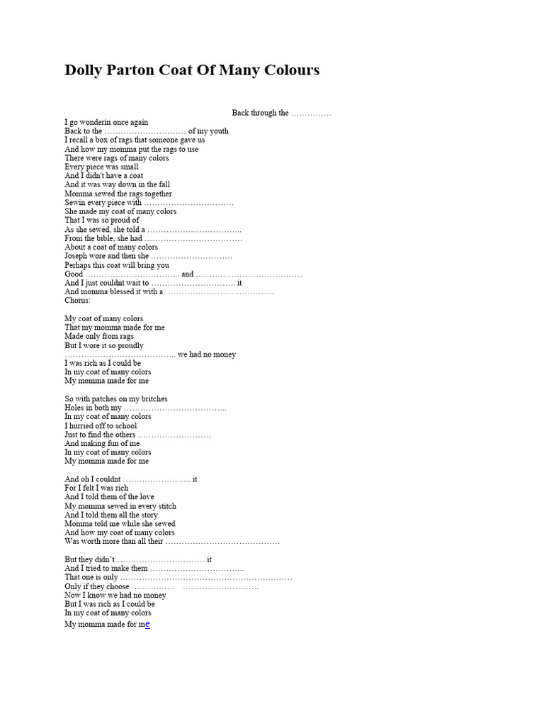 Dolly Parton Coat of Many Colours | PDF | Art