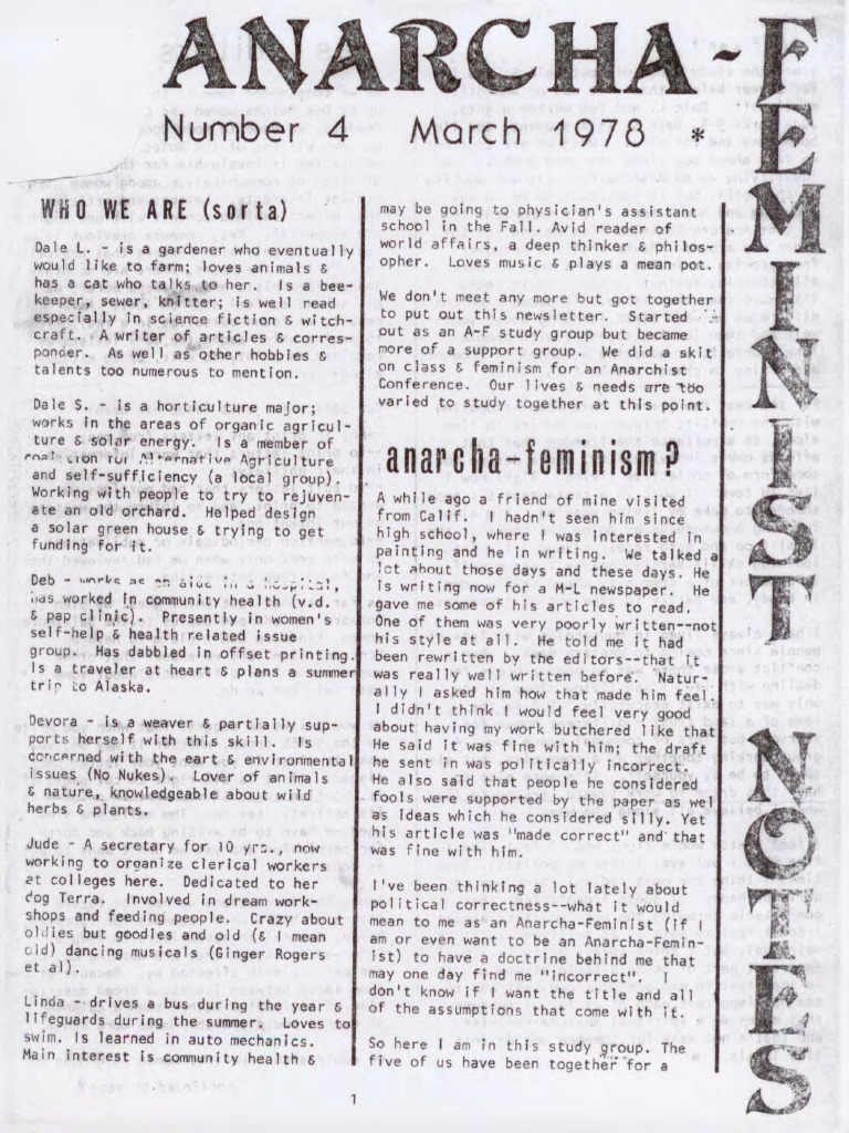 Anarcha-Feminist Notes No. 4 | PDF