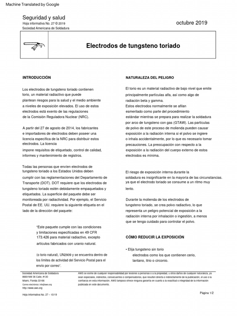 Electrodos de Tungsteno Toriado | PDF | Desintegración radioactiva ...