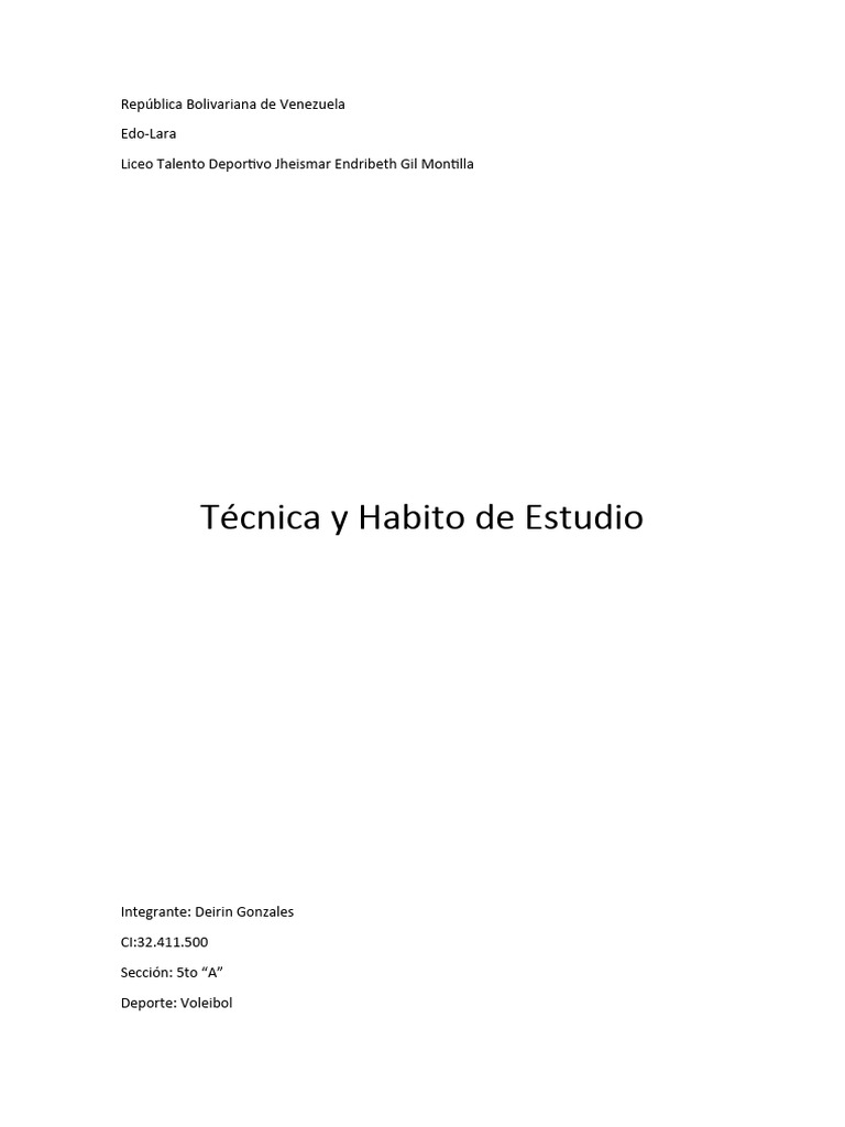 Trabajo de Orientacion Tecnica y Habito de Estudio | PDF | Habilidades de estudio | Memoria