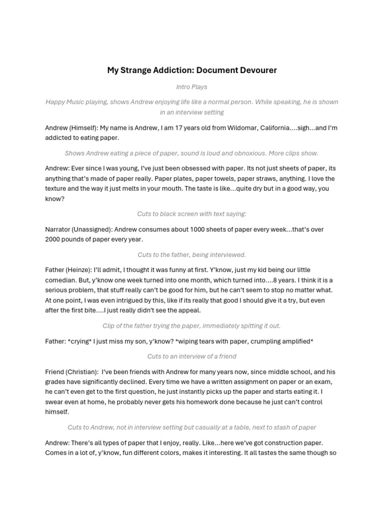 my strange addiction script | PDF