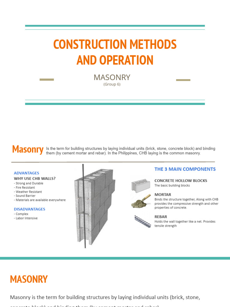 Construction Methods and Operation | Download Free PDF | Masonry | Concrete