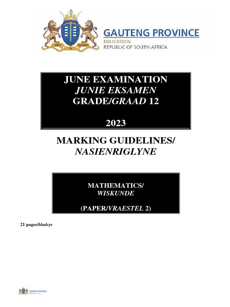 2023 Gauteng Grade 12 Mathematics P2 Memo Bil | PDF | Trigonometric Functions | Geometry