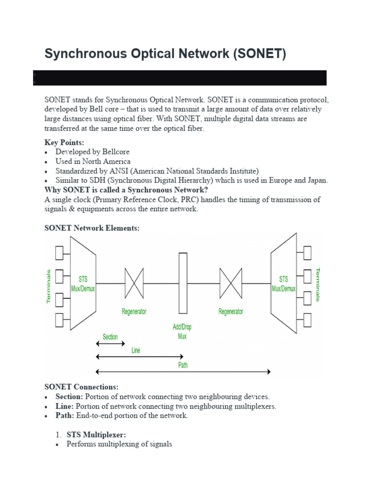 Synchronous Optical Network | PDF | Computer Network | Data Transmission
