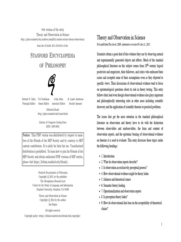 Science Theory Observation A4 | PDF | Theory | Evidence