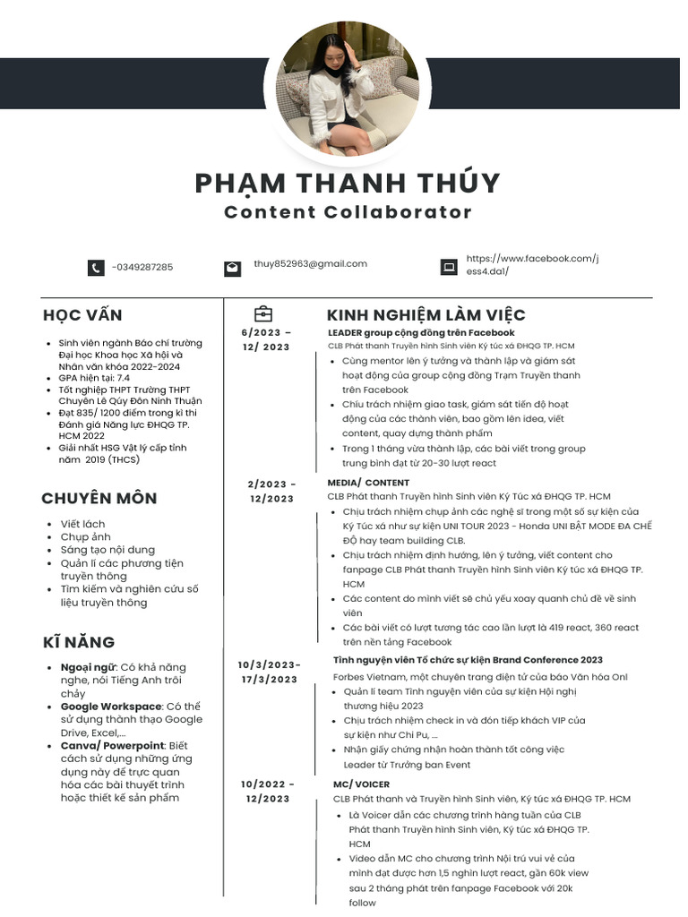 CV - PH M Thanh Thúy - Content Collaborator | PDF