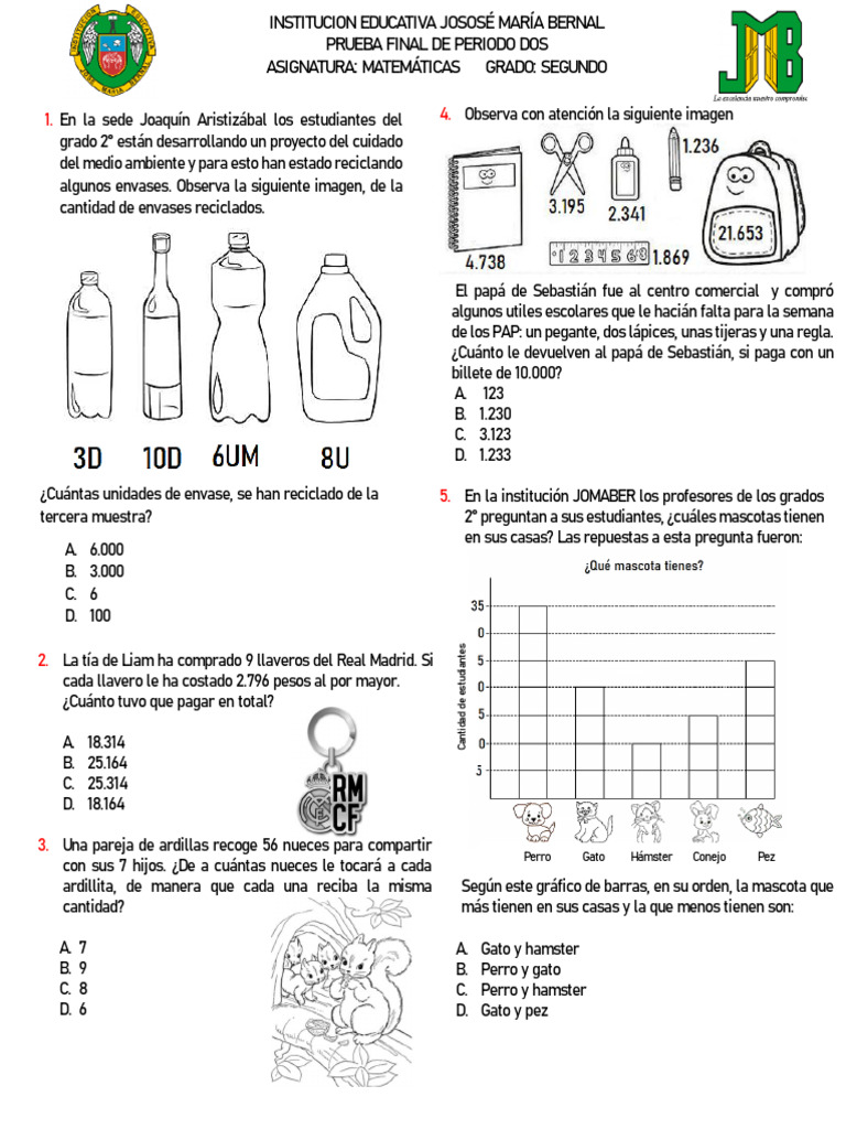 Prueba Final Matemáticas 3er Periodo Ok | PDF