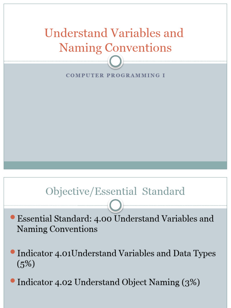4.01 Understand Variables Final | PDF | Integer (Computer Science) | Data Type