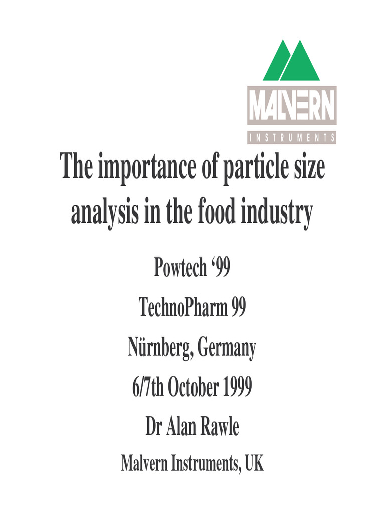 Particle Size Analysis in Food Industry | PDF | Emulsion | Sampling ...