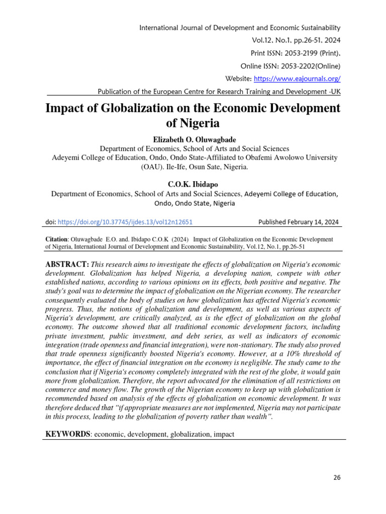 Impact of Globalization | PDF | Globalization | Economic Growth