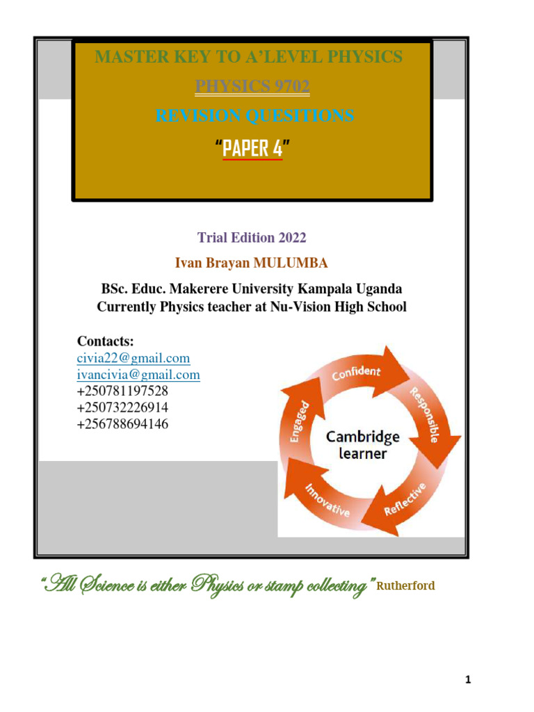 REVISION QUESTIONS P4 Final | PDF | Spectral Line | Redshift
