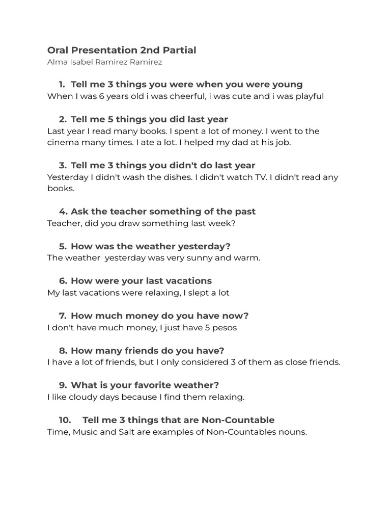 Oral Presentation 2nd Partial-1 | PDF