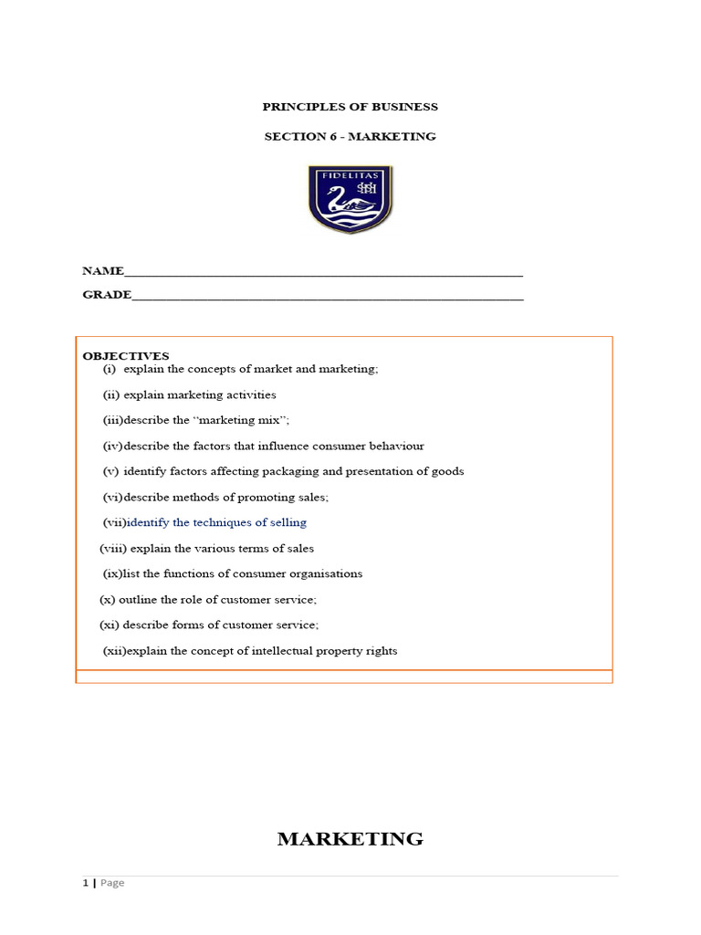 Pob Section 6 | PDF | Marketing | Pricing