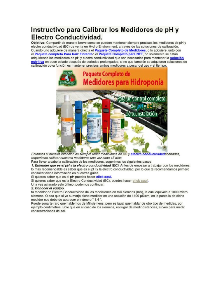 Calibrar Los Medidores de PH y Electro Conductividad | PDF | Calibración | Ph