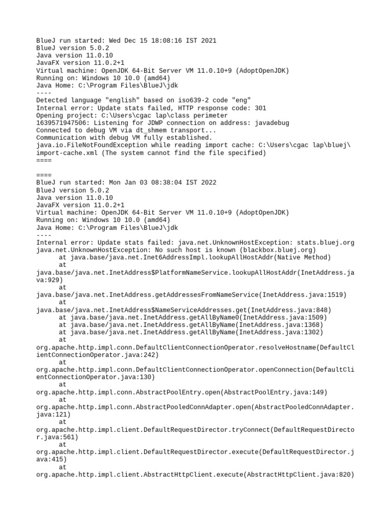 Bluej Debuglog | PDF | Java (Programming Language) | Virtual Machine