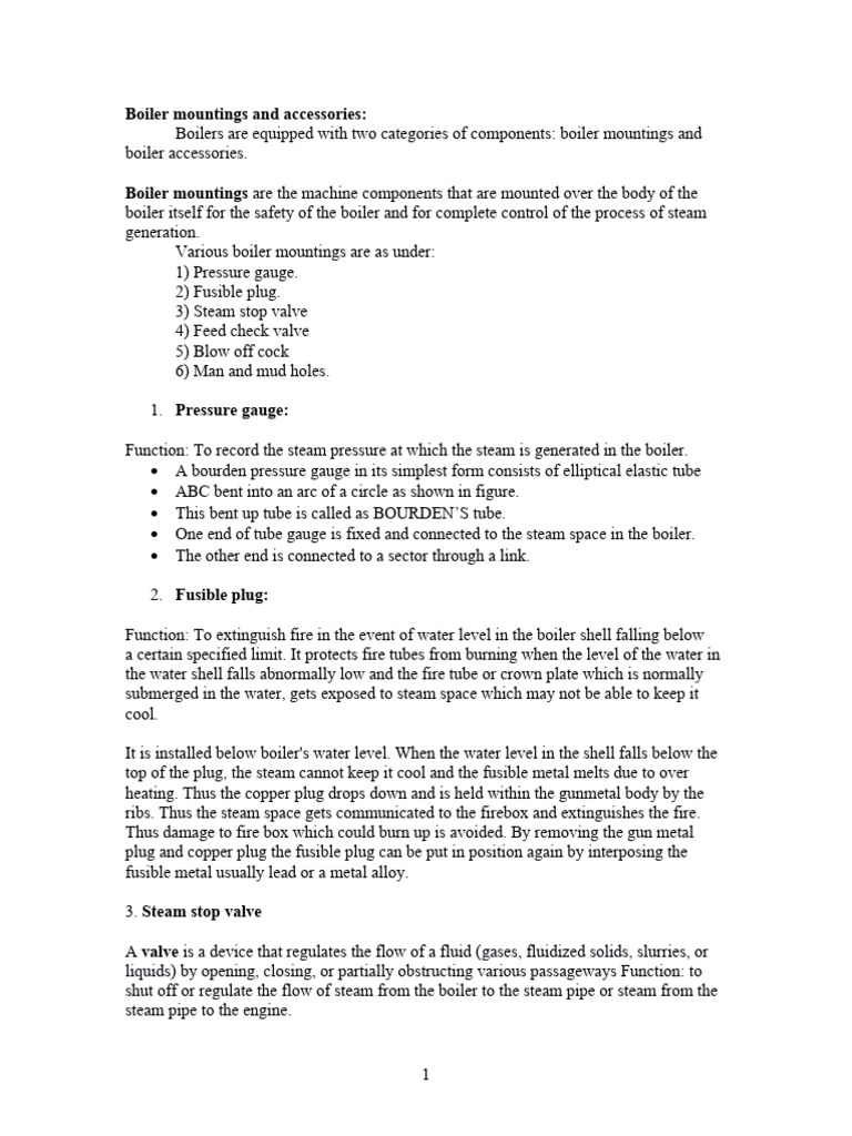 Boiler Mountings and Accessories Explained | PDF | Boiler | Valve