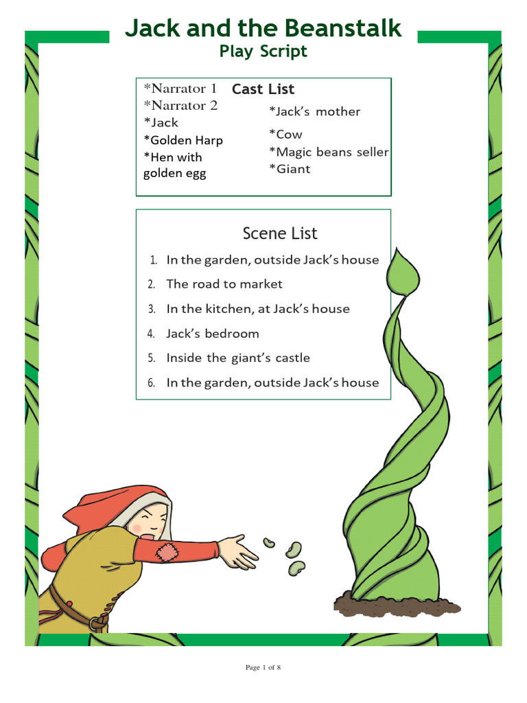 Jack and the Beanstalk Play Script | PDF | Jack And The Beanstalk