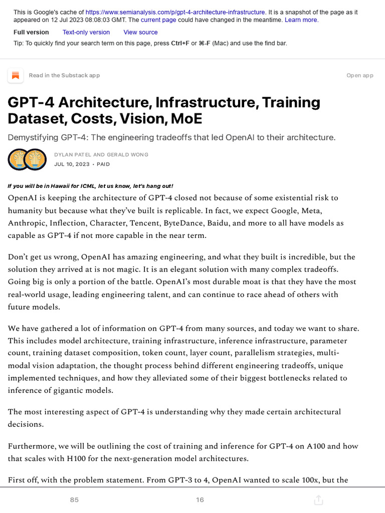 GPT-4 Architecture, Infrastructure, Training Dataset, Costs, Vision, MoE | Download Free PDF ...