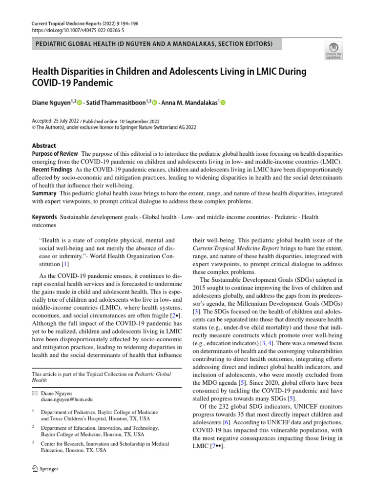 COVID-19 Impact on LMIC Children's Health | PDF | Global Health | Developing Country