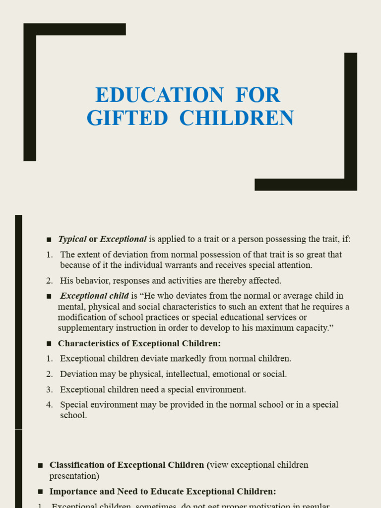 Education For Gifted Children | PDF | Intellectual Giftedness ...
