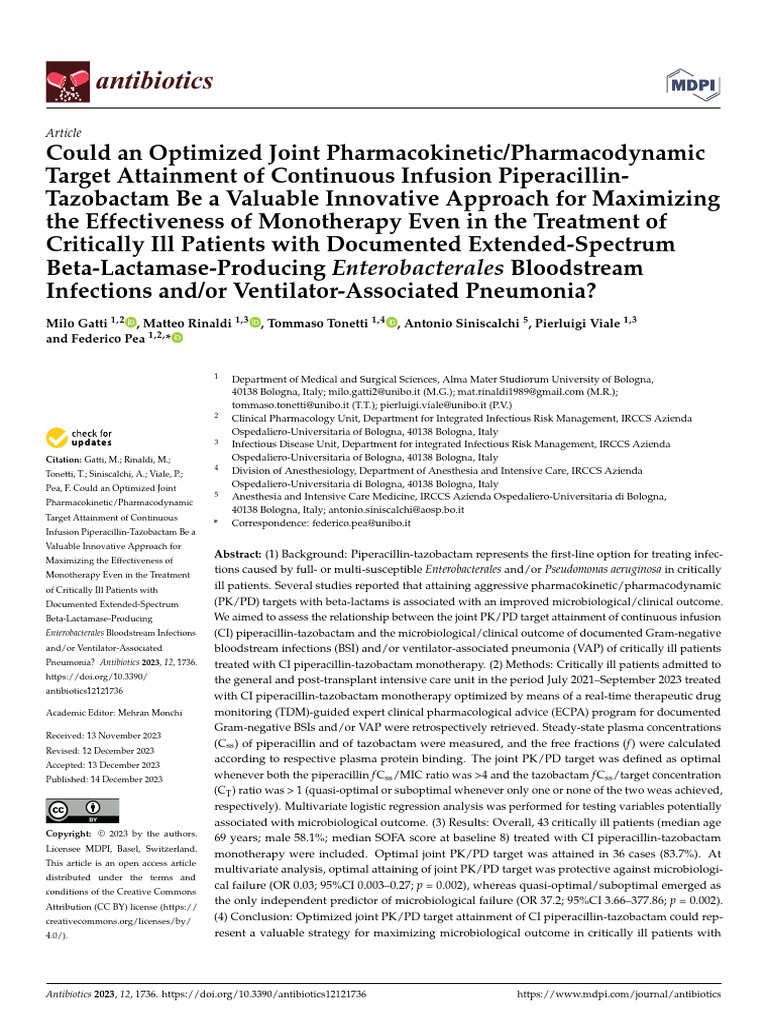 Could An Optimized Joint Pharmacokinetic Pharmacodynamic Target ...