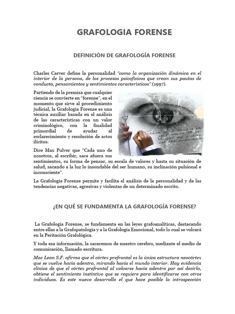 Grafología Forense y Crimen | PDF | Hemisferio cerebral | Grafología