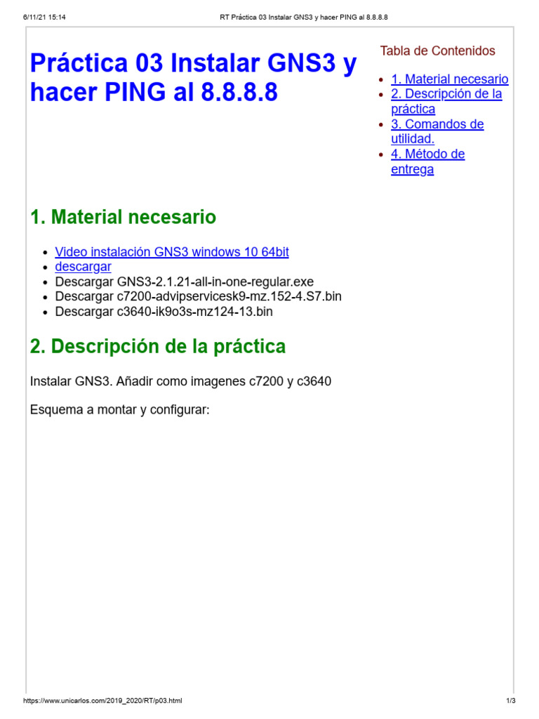 Instalar GNS3 y PING a 8.8.8.8 | PDF | Transmisión de datos | Ciencias ...