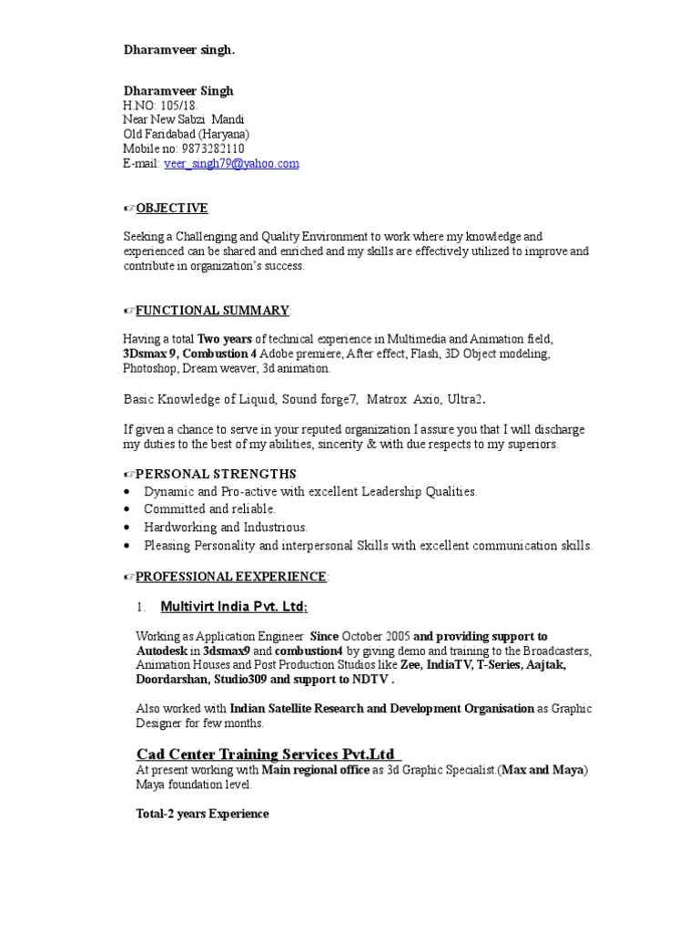 DV Resume | PDF | 3 D Computer Graphics | Cognition