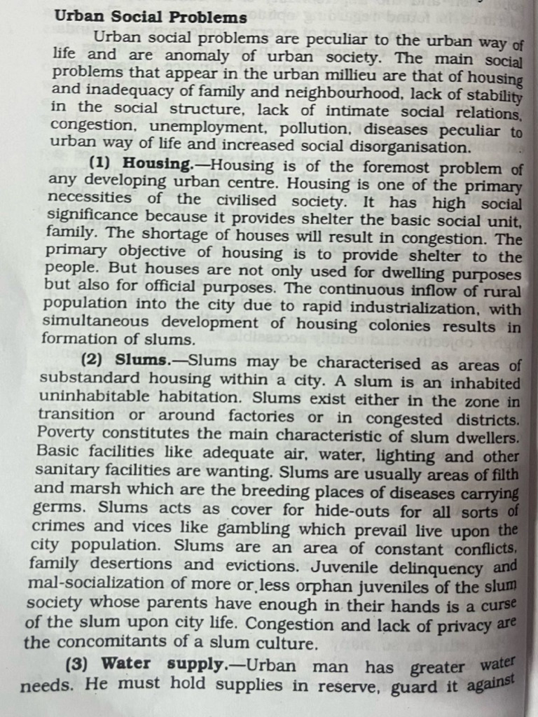 Problems of Urban Society | PDF