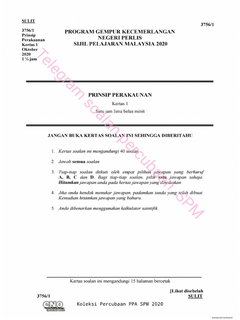 Kertas 1 - Trial SPM 2020 - Perlis | PDF