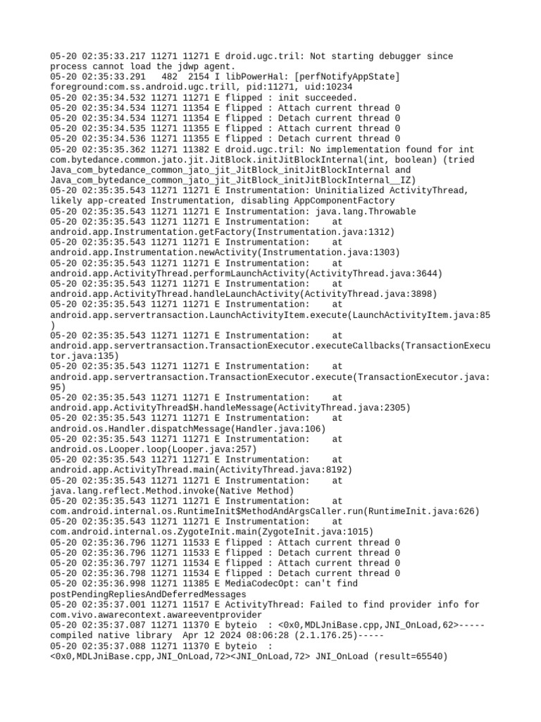 Android App Debugging Errors Log | PDF | Software Development | Computer Engineering