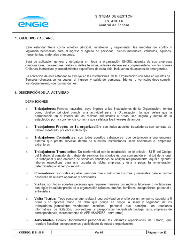 ES-0931 Estándar Control de Acceso | PDF | Documento de identidad ...