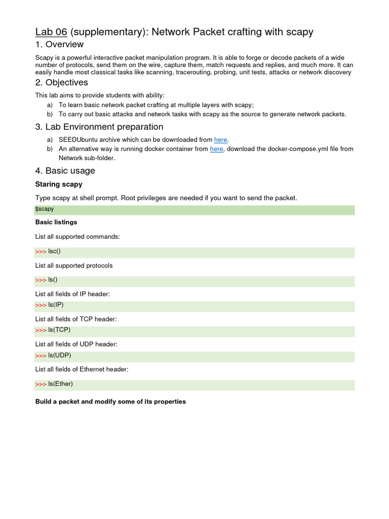 Lab06-scapy | PDF | Data Transmission | Internet