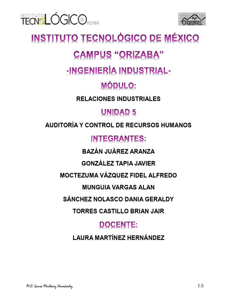 Relaciones Industriales: M.C. Laura Martínez Hernández. 1-5 | PDF ...