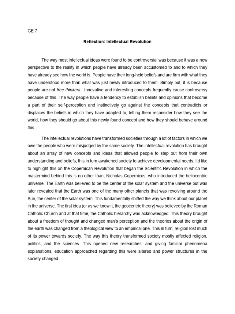 Reflection On Intellectual Revolution | PDF
