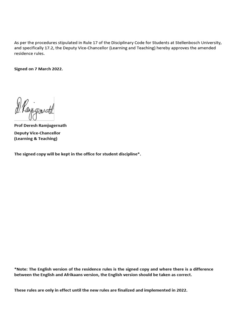 2022 Residence Rules | PDF | Expense | Payments