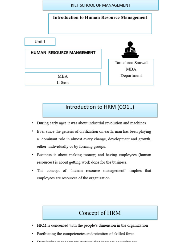 UNIT I HRM | PDF | Human Resource Management | Strategic Management