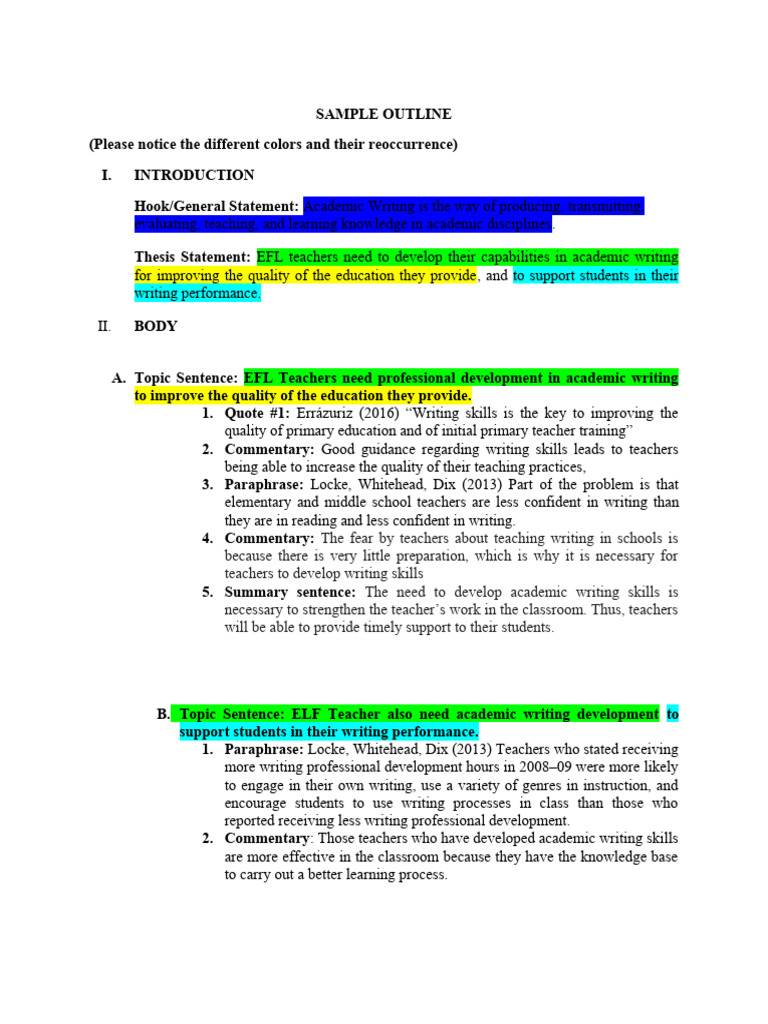 Sample Outlines | PDF | Teachers | Motivational