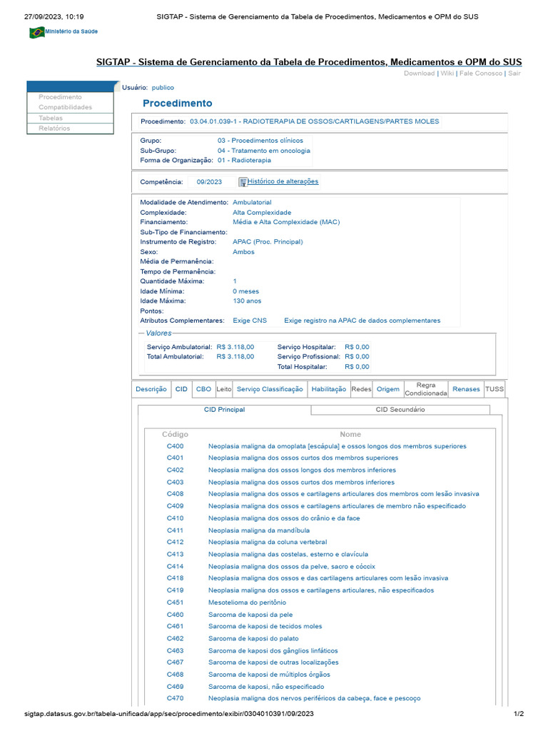 SIGTAP - Sistema de Gerenciamento Da Tabela de Procedimentos ...
