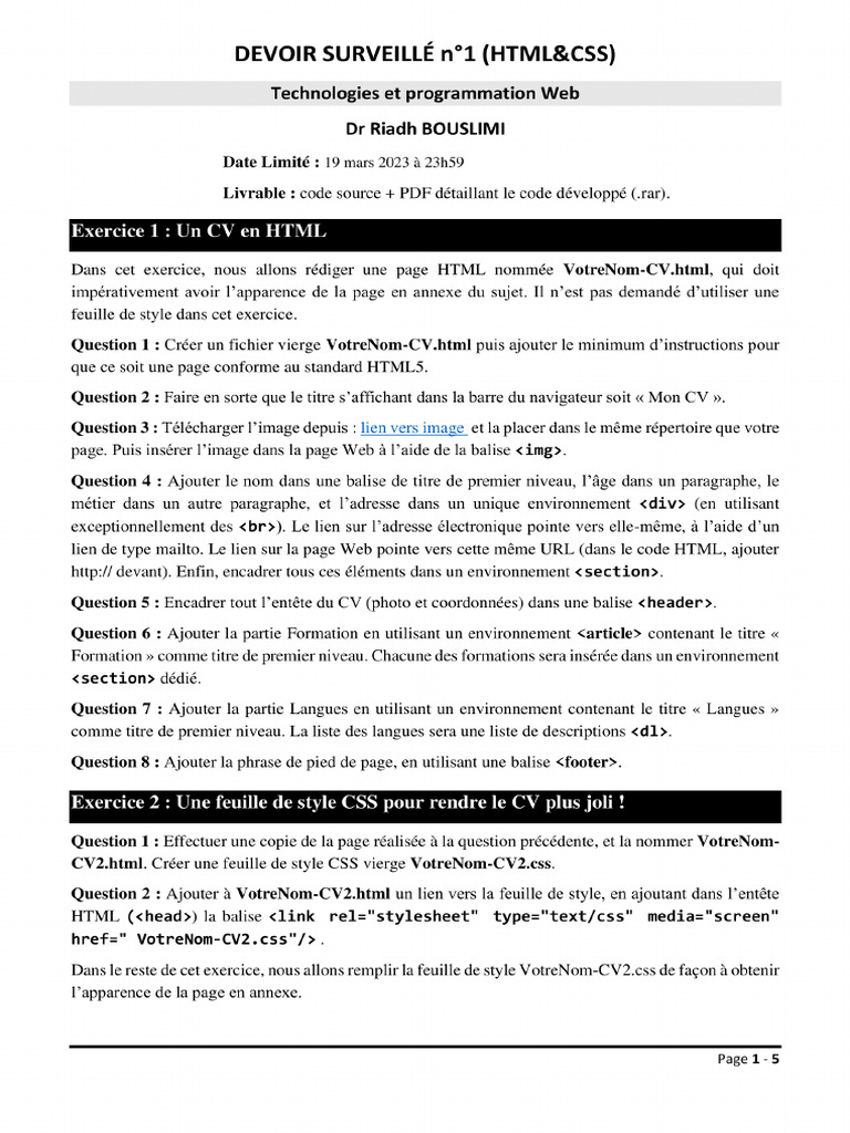 DEVOIR SURVEILLÉ TW n1 | PDF